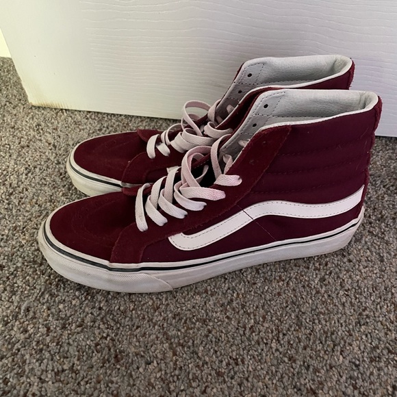 Vans | Shoes | Vans Maroon And White Hightop Sneakers | Poshmark
